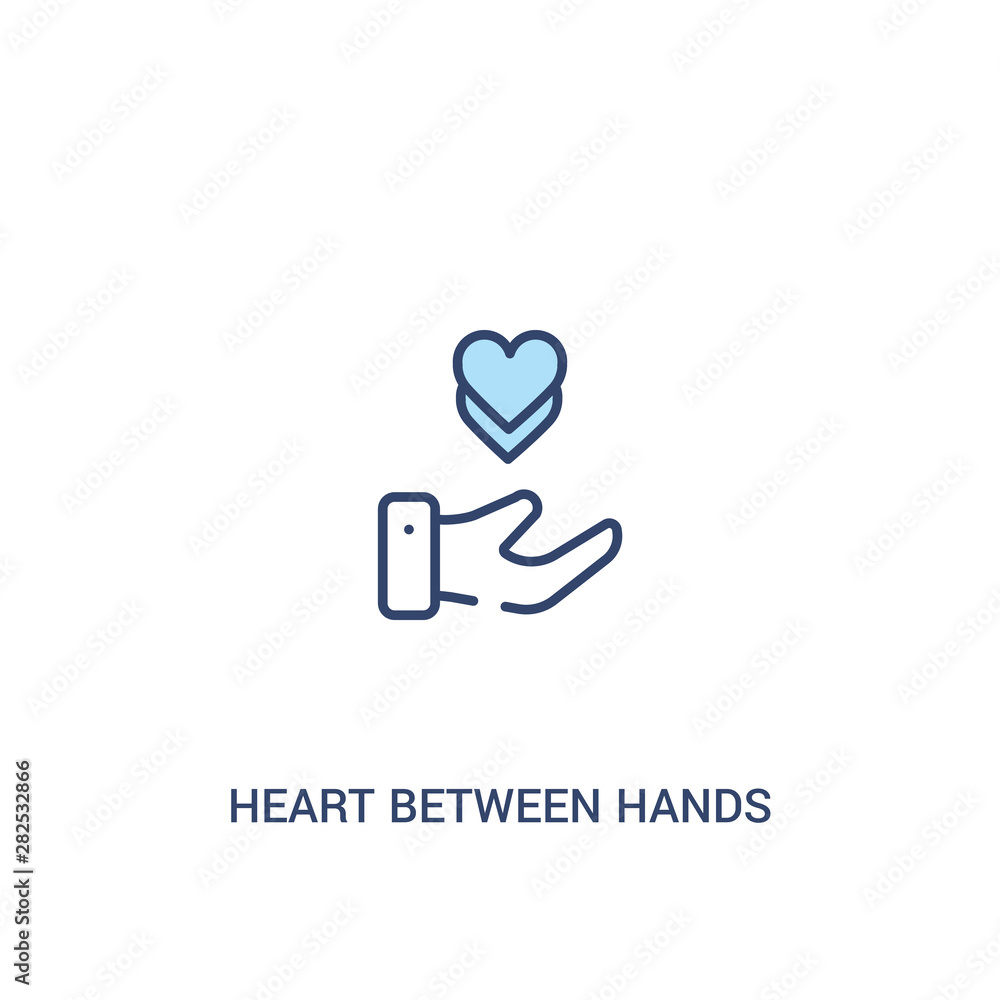 heart between hands concept 2 colored icon. simple line element ...