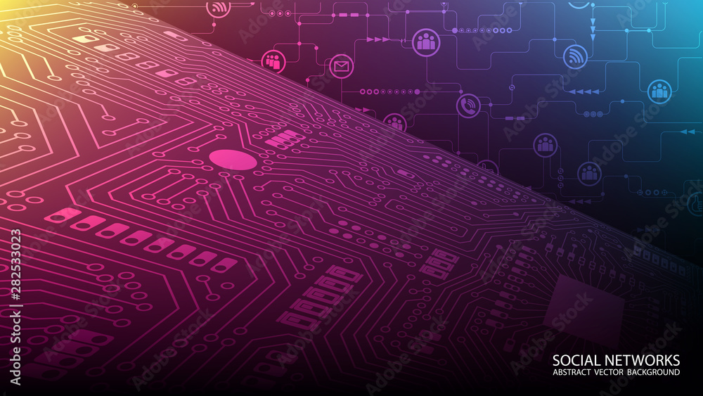 Abstract technology background. Social networks and the global Internet ...