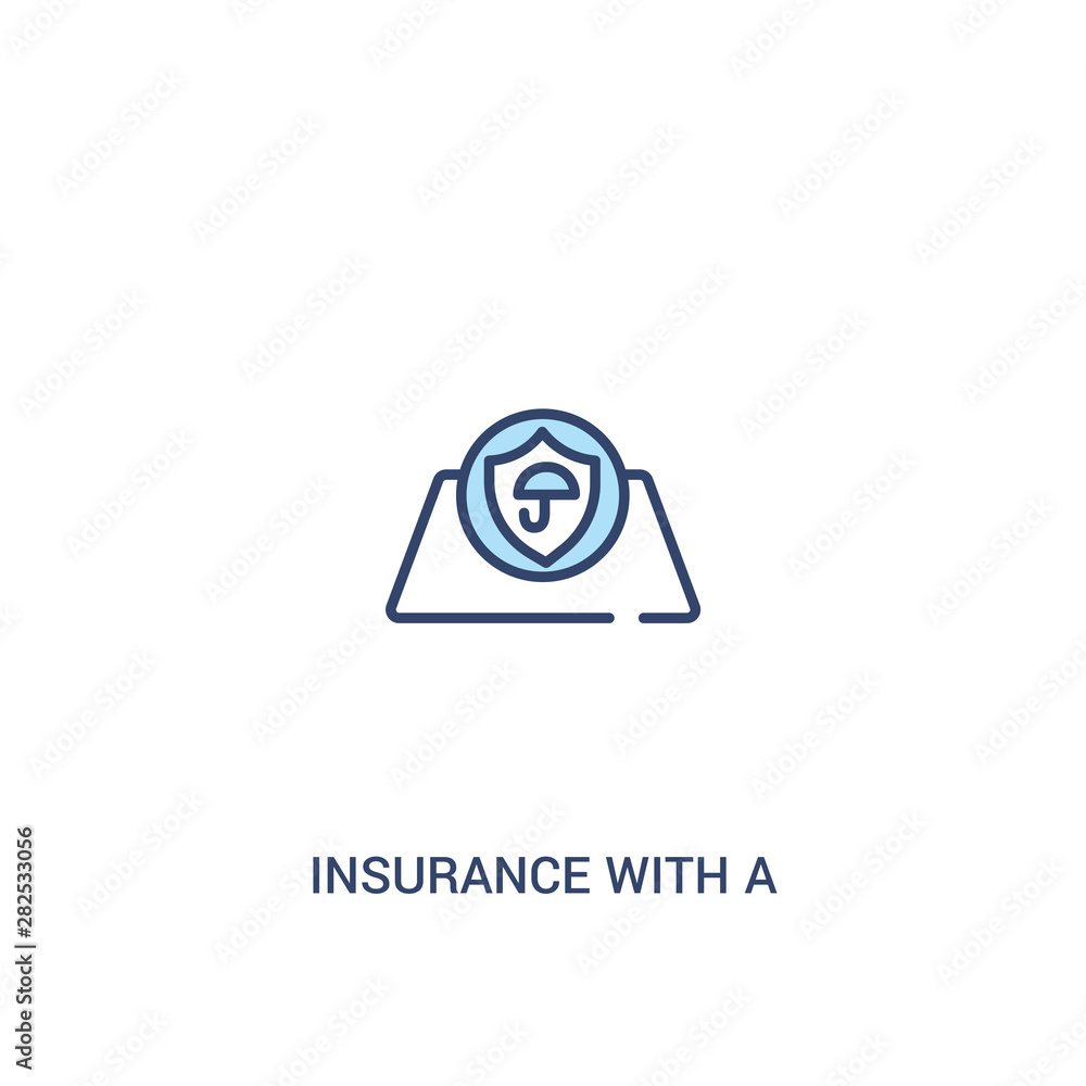 insurance with a button concept 2 colored icon. simple line element ...
