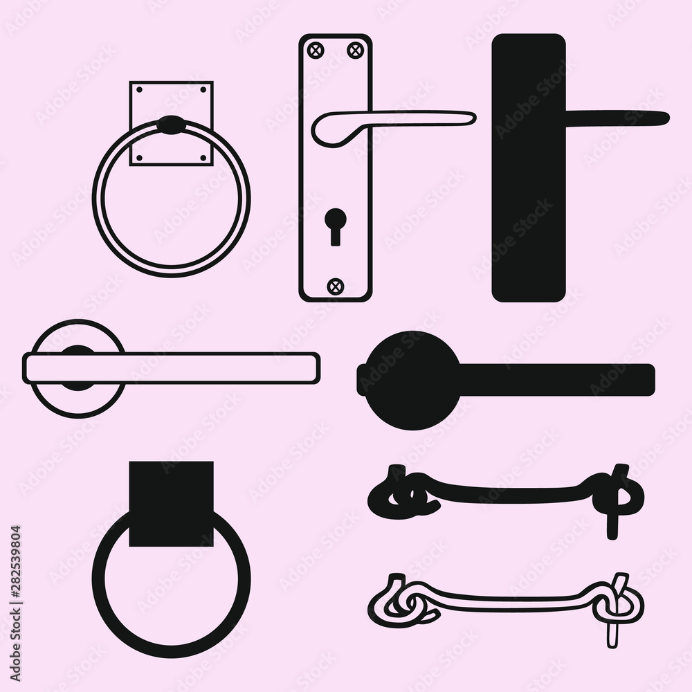 Door handles, Door knob vector silhouette isolated Stock Vector | Adobe ...