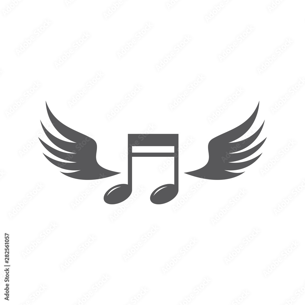 Music note wing logo vecto Stock Vector | Adobe Stock