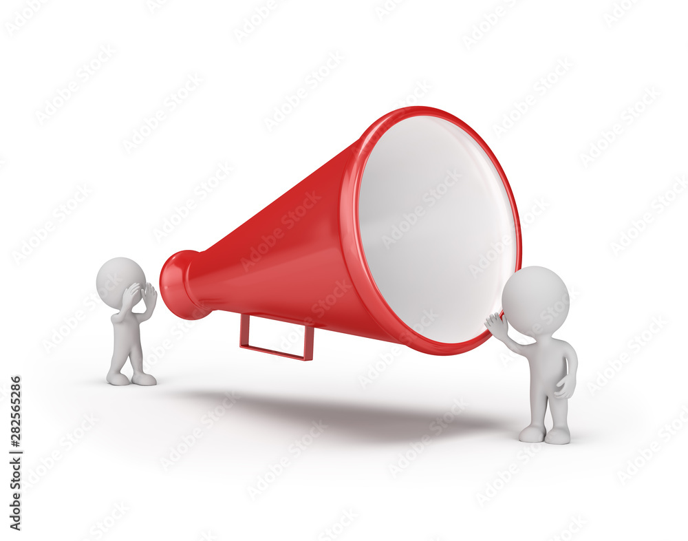 3d man with a big loudspeaker Stock Illustration | Adobe Stock