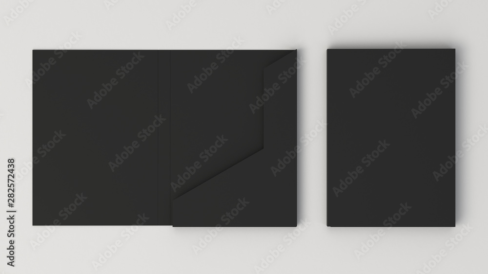Mockup of blank black cardboard folder Stock Illustration | Adobe Stock