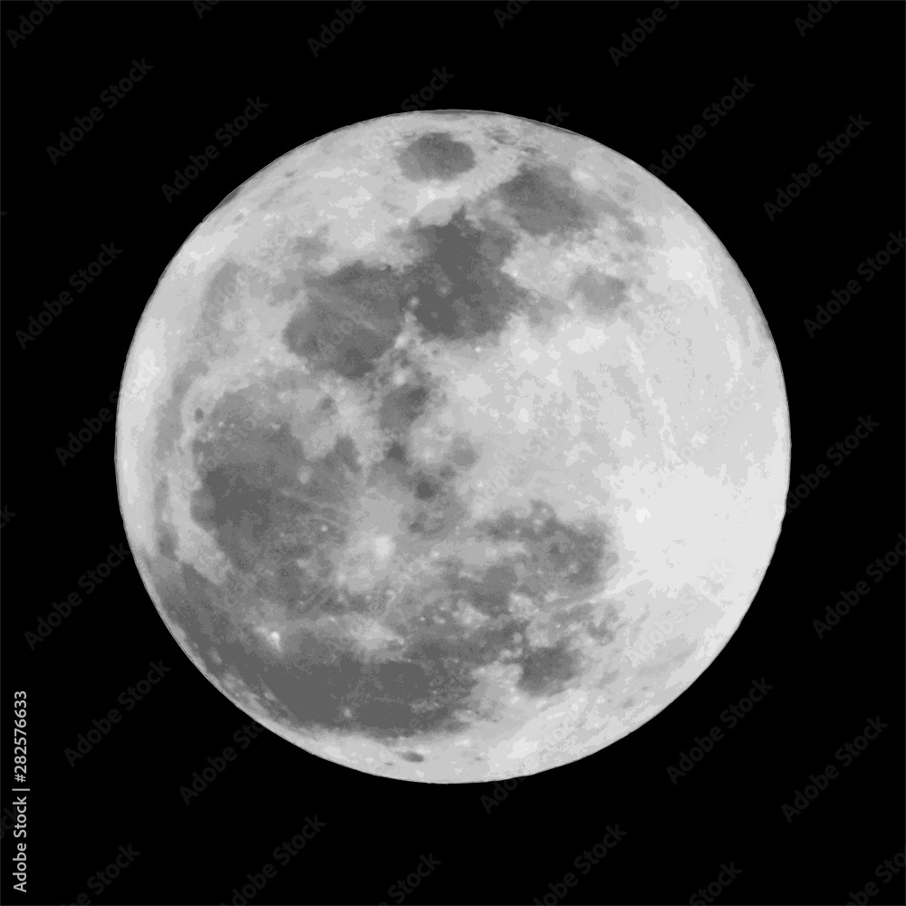 Realistic vector illustration of gray full moon Stock Vector | Adobe Stock