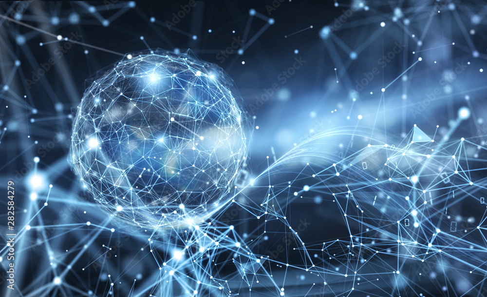 Abstract internet connection network globe background with motion ...