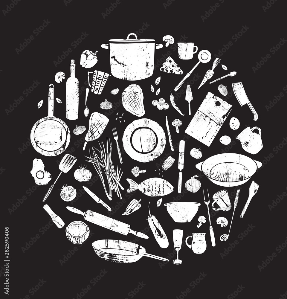 Vintage Elements for Restaurant Menu or food Package. Healthy Food ...