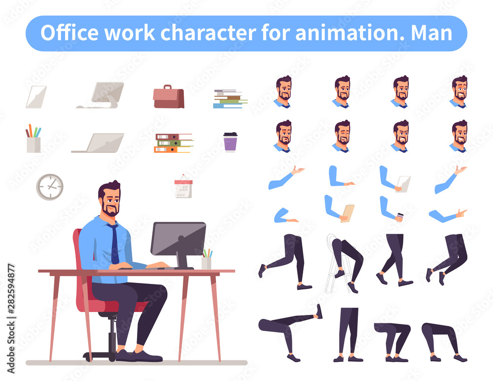 Businessman front view animated flat vector character design. Office ...