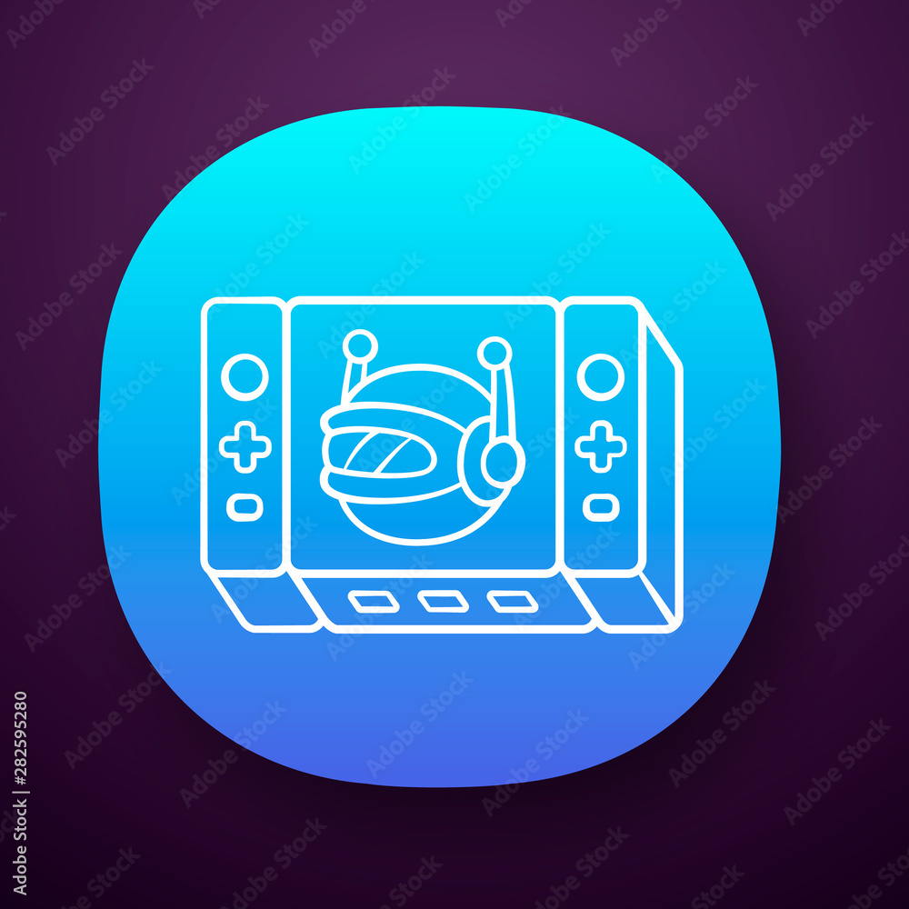 Game bot app icon. Artificial intelligence software algorithms. Virtual reality. Non-player ...