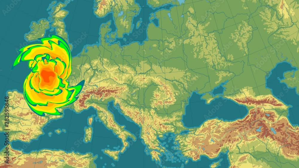 A weather map tracks Hurricane on world map. Hurricane or windstorm ...