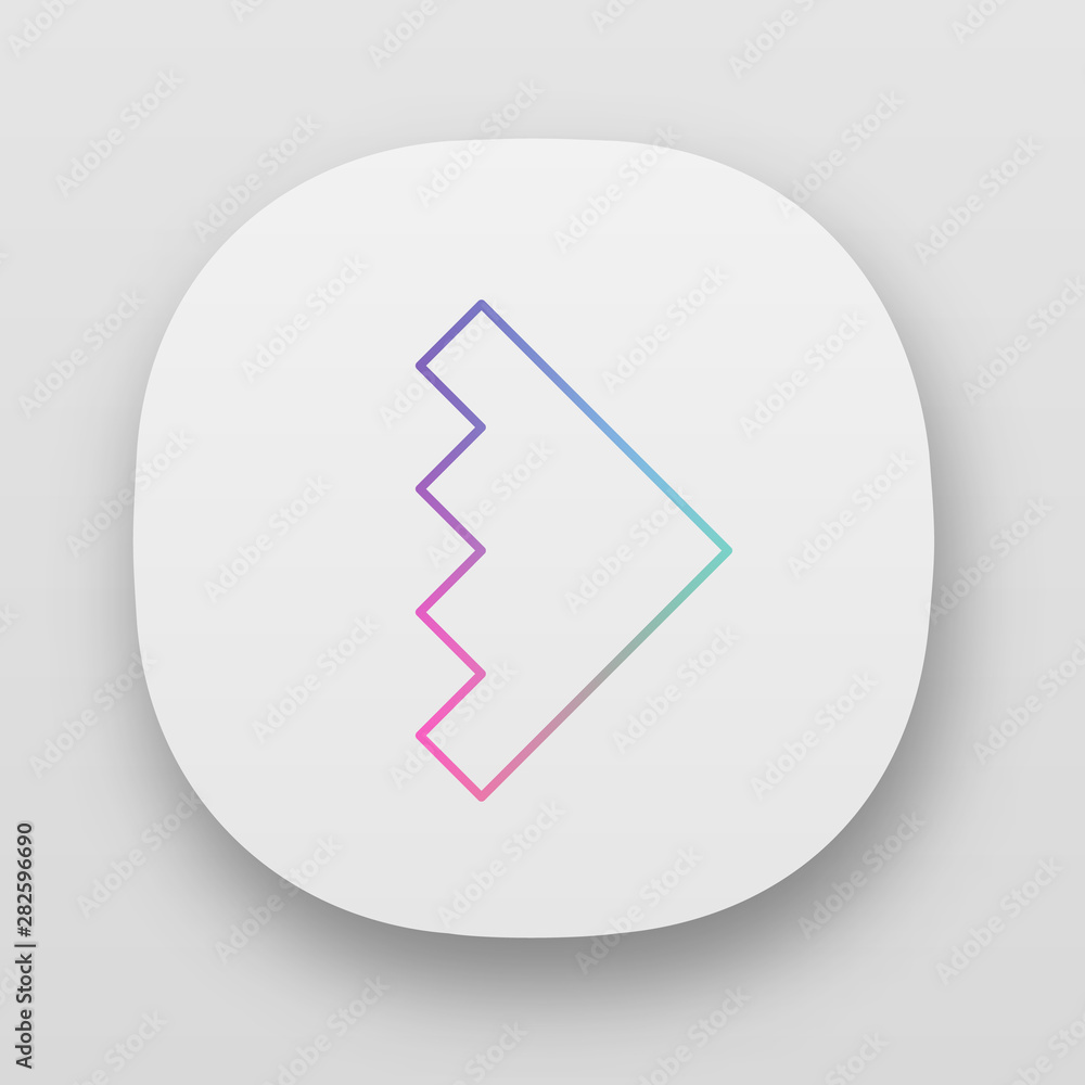 Rightward arrowhead app icon. Forward triangular arrow. Navigation pointer. Motion indicator ...