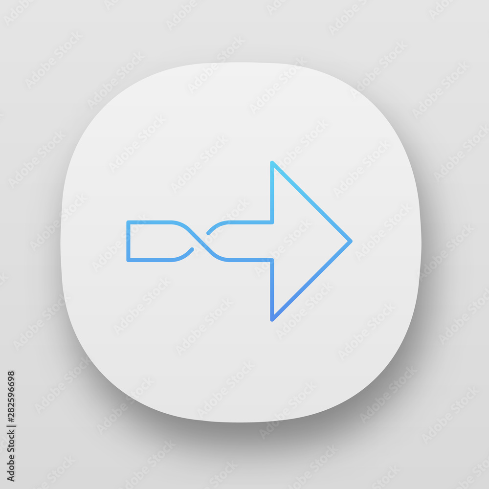 Twisted arrow app icon. Direction arrowhead, cursor. Arrow indicating ...