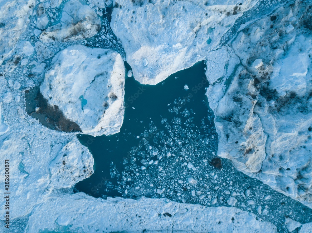 Icebergs drone aerial image top view - Climate Change and Global ...