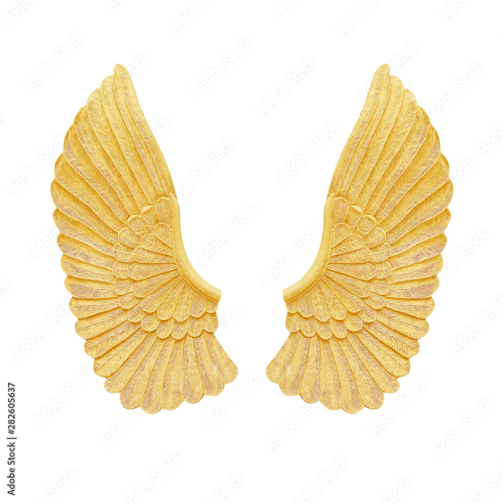Gold angel wing isolated on white with clipping path Stock Photo ...