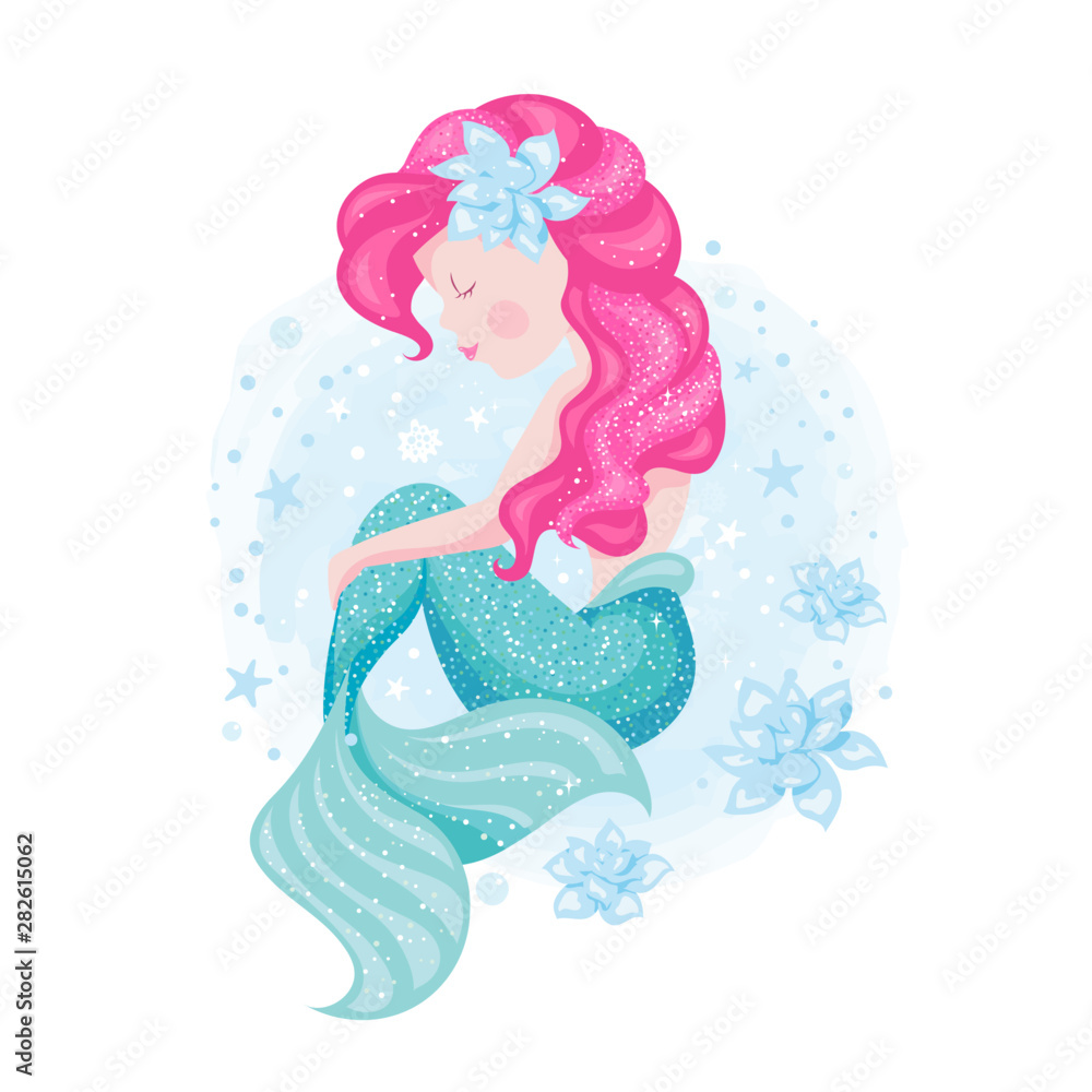 Cute Mermaid for t shirts and fabrics or kids fashion artworks ...