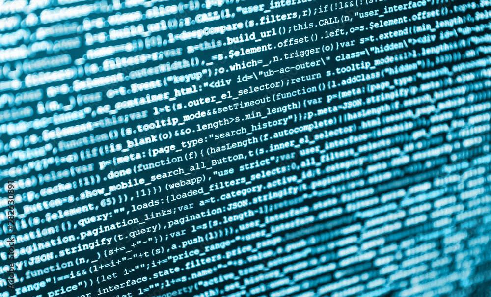 Computer Script Coding Source Code On Desktop Monitor Abstract Computer Script Source Code