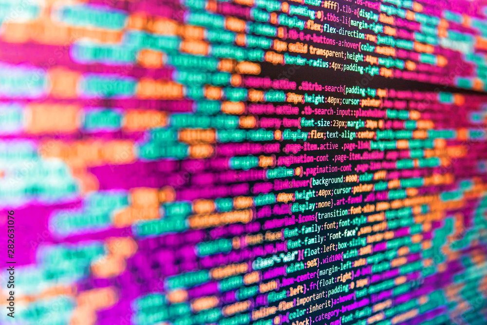 Lots of digits on the computer screen. Big data storage and cloud ...