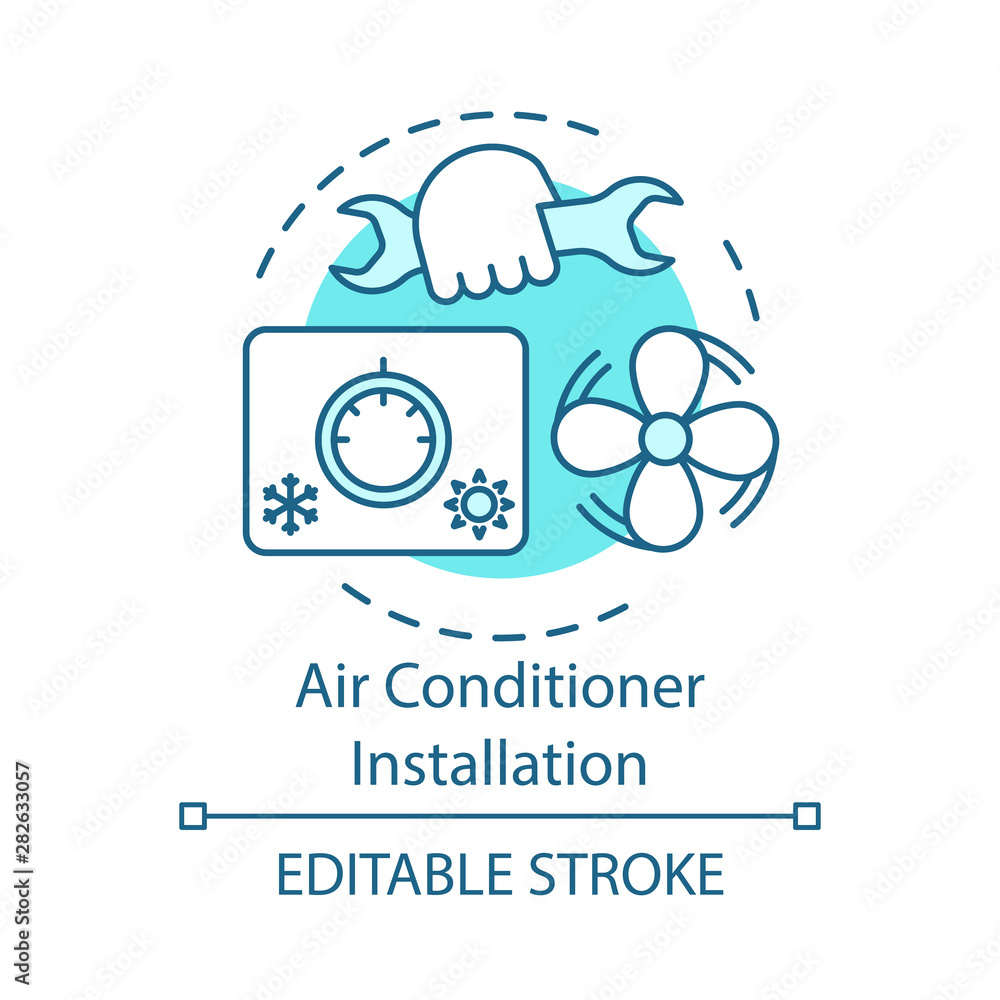 Air conditioner installation concept icon. Home service for electronic ...