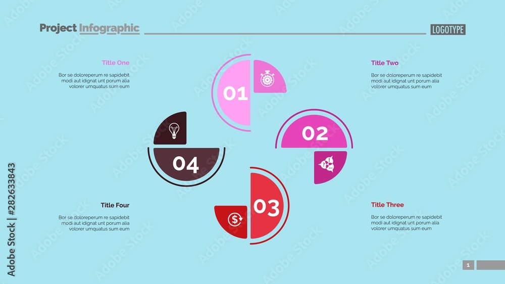 Cycle chart with four elements. Step diagram, process chart, layout ...