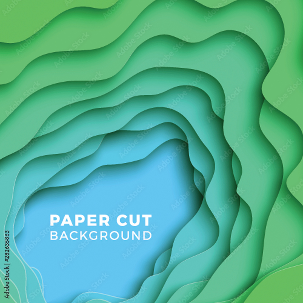 3D geometric background with realistic paper cut layers. vector design ...
