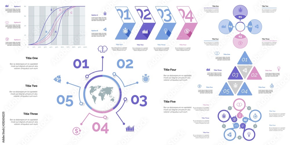 Project infographic design template set for stock and trade concept ...