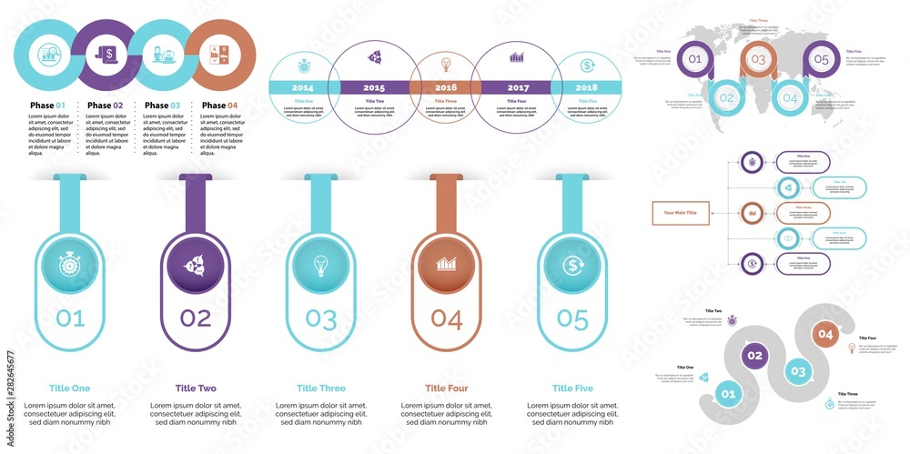 Informational chart design set for business presentation concept. Can ...