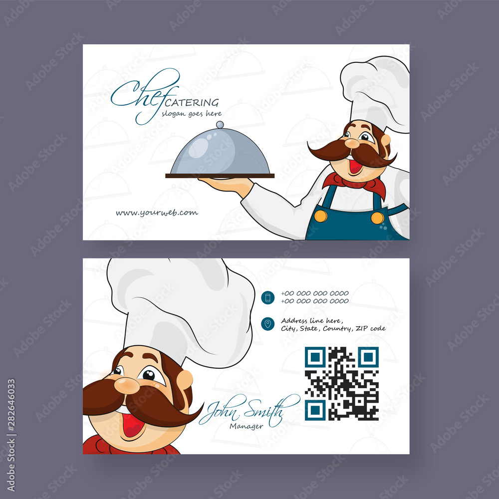Front and back view of business card or visiting card design for Chef ...
