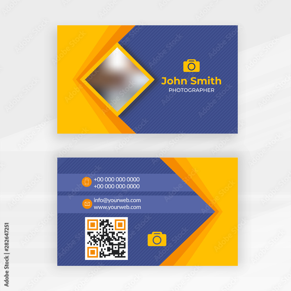Front and back view of business card or visiting card design for ...