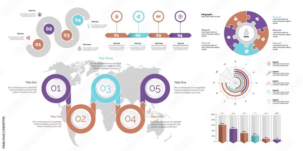 Business inforgraphic design set for management concept. Can be used ...