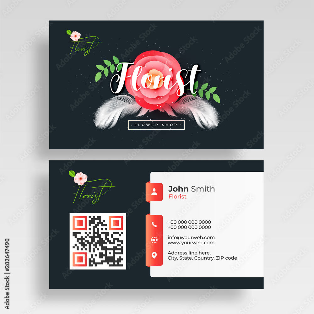 Flower Shop business card or visiting card design with beautiful flower ...