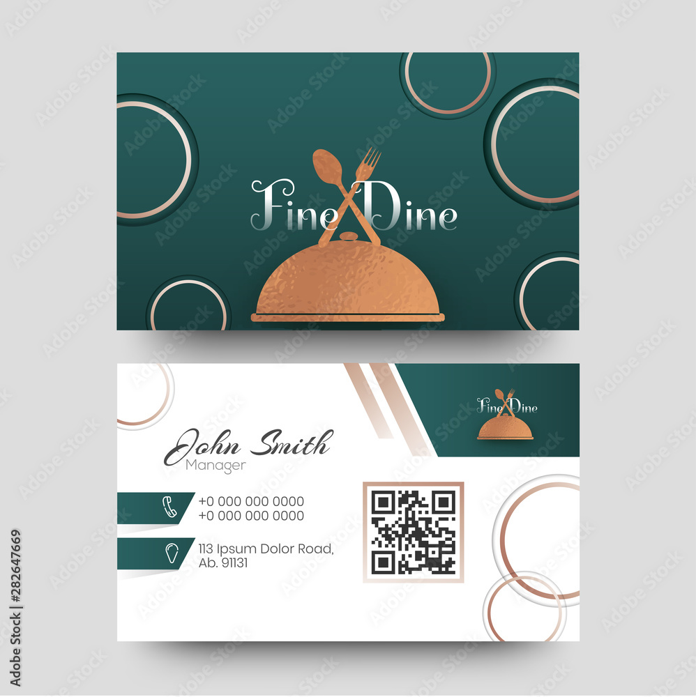 Creative Fine Dine business card or visiting card design in front and ...