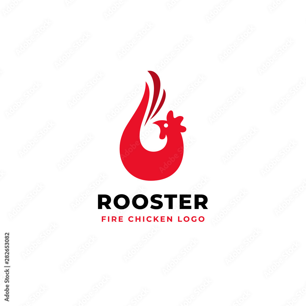 Fire rooster logo design flame chicken vector illustration Stock Vector ...
