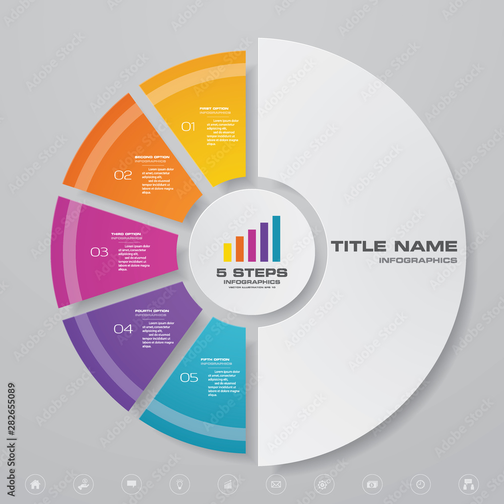 5 steps cycle chart infographics elements for data presentation. EPS 10 ...