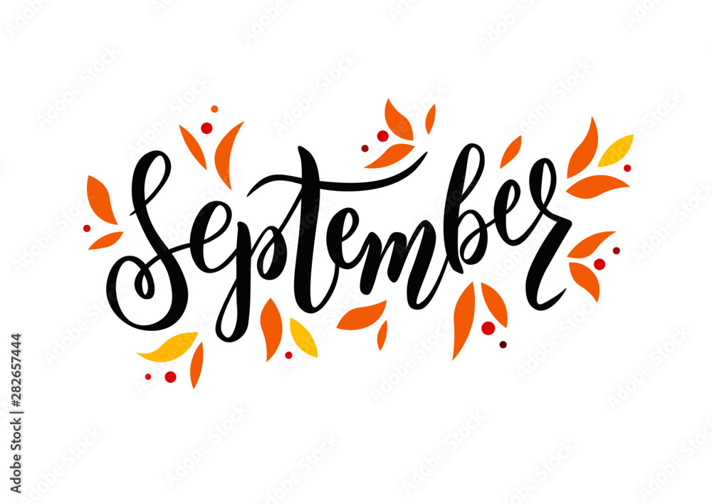 September text. Lettering typography. Vector illustration as poster ...