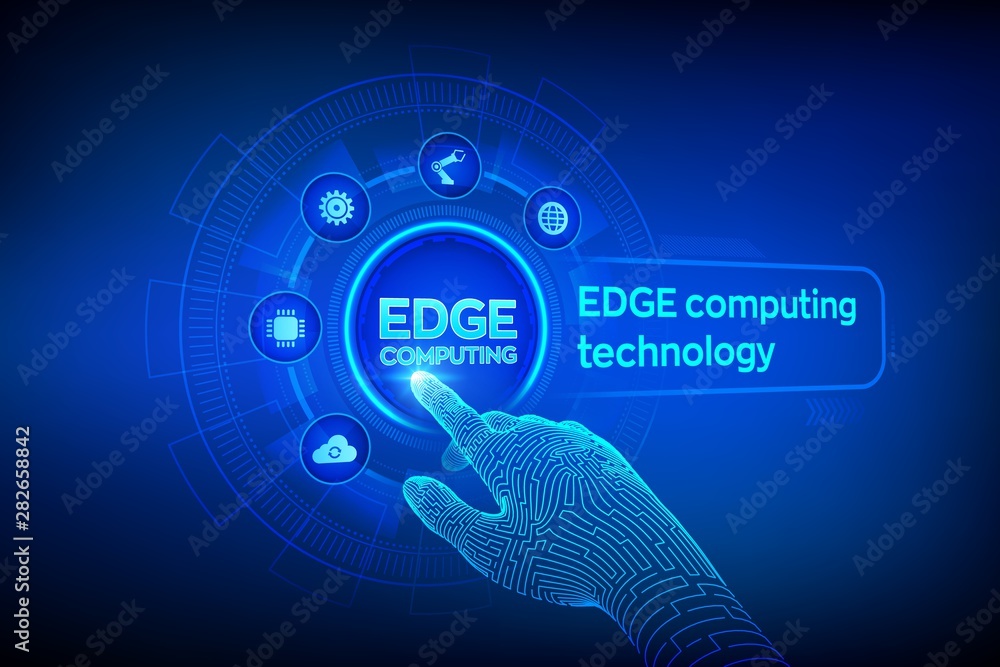 Edge computing modern IT technology on virtual screen concept. Edge ...