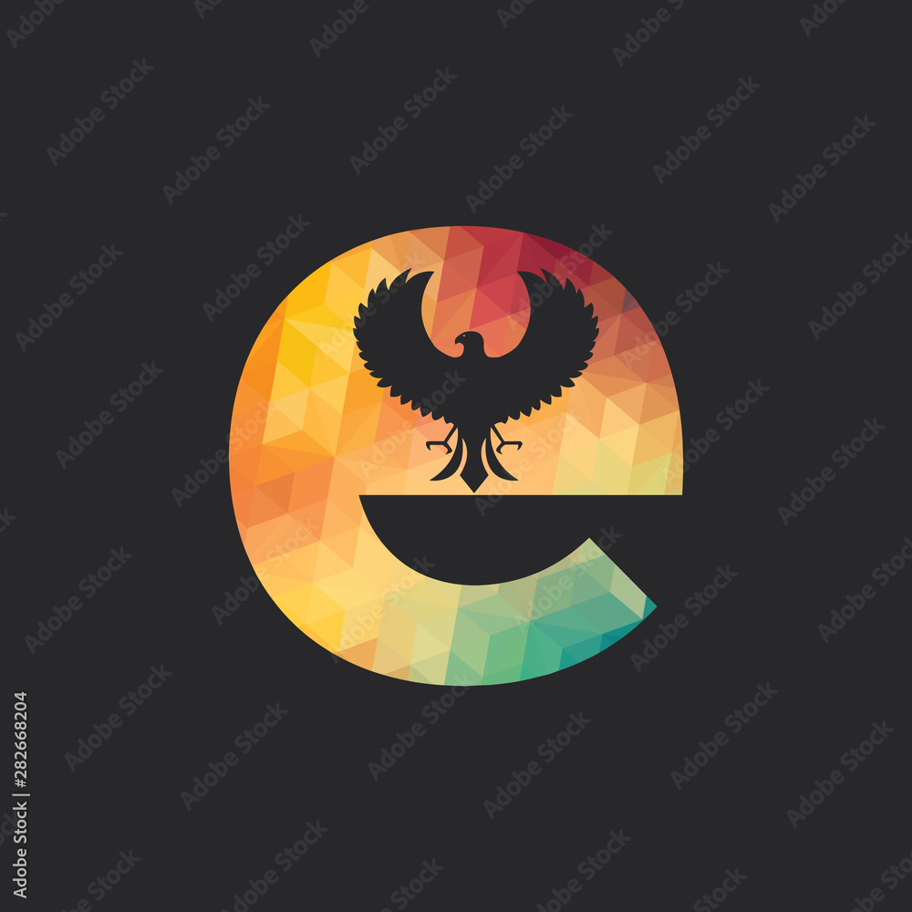Modern Letter E initial Falcon logo designs. Alphabet E initial Hawk ...
