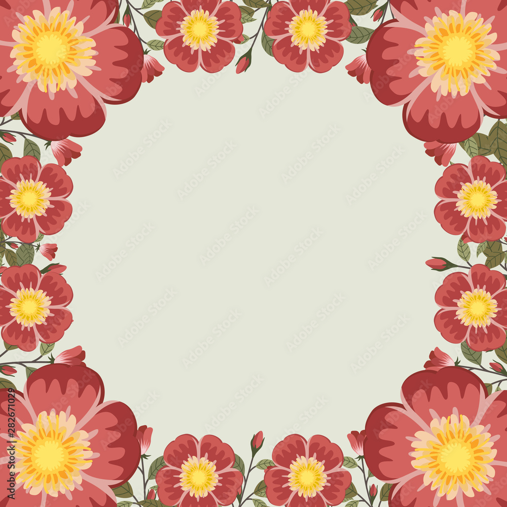 Floral greeting card and invitation template for wedding or birthday ...