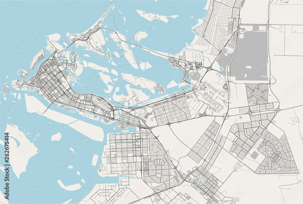 vector map of the city of Abu Dhabi, United Arab Emirates (UAE ...