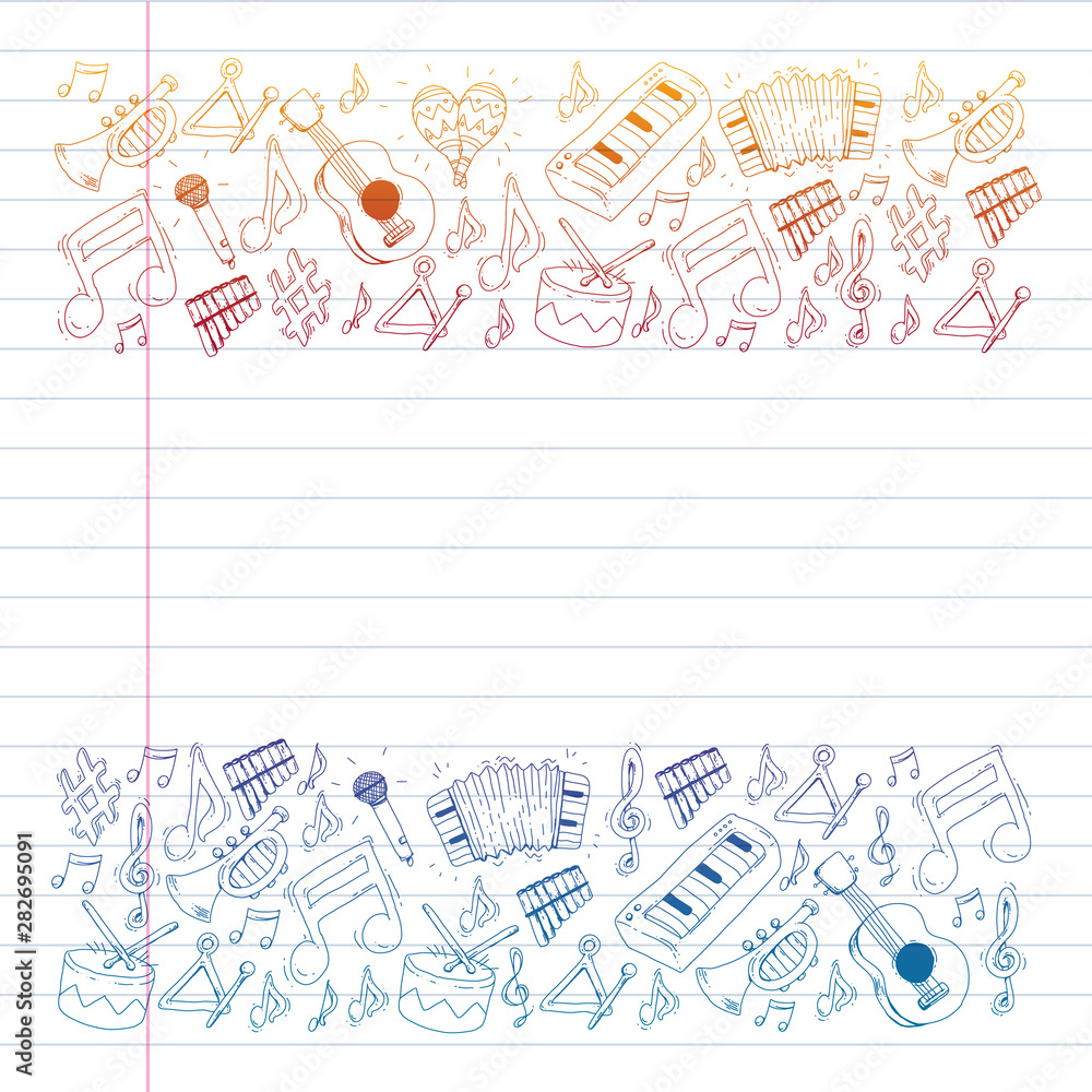 Music background for patterns. Vector illustration with musical ...