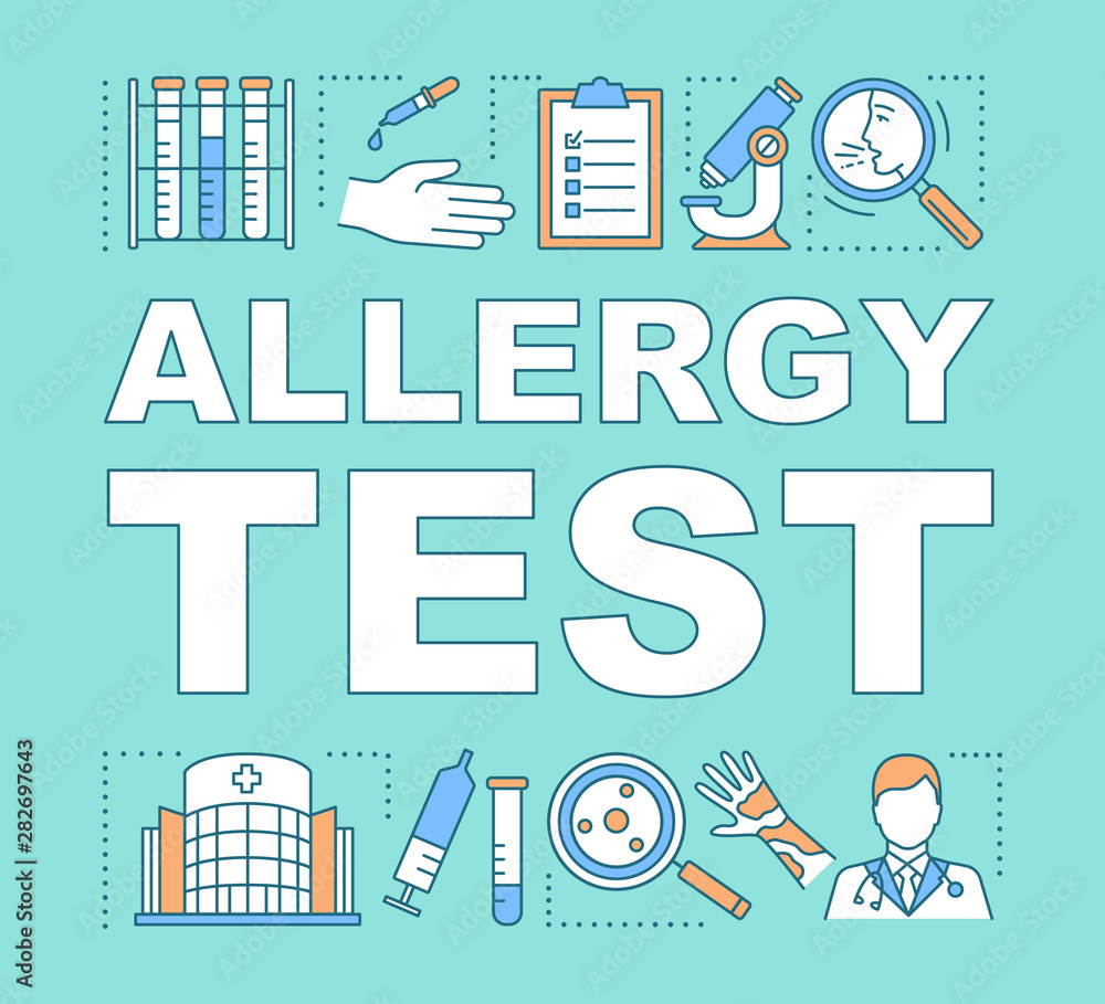 Allergy test word concepts banner. Allergic reactions diagnosis ...