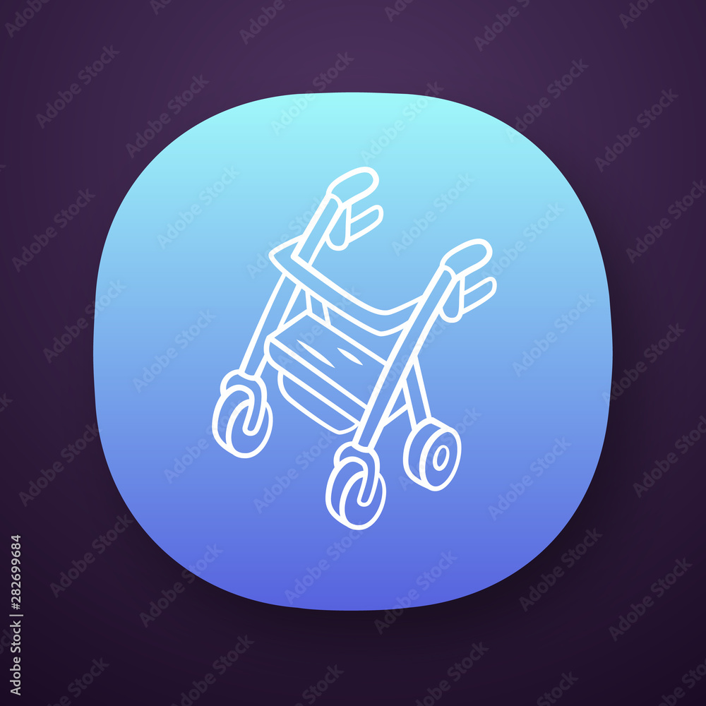 Rollator walker app icon. Mobility aid device for physically disabled ...