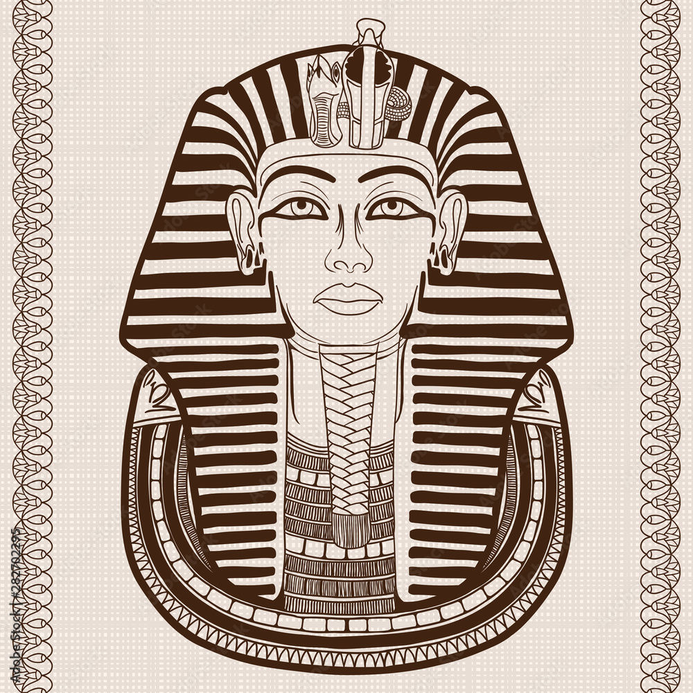 Ancient Egyptian mask of the pharaoh Tutankhamun. Stock Vector | Adobe ...