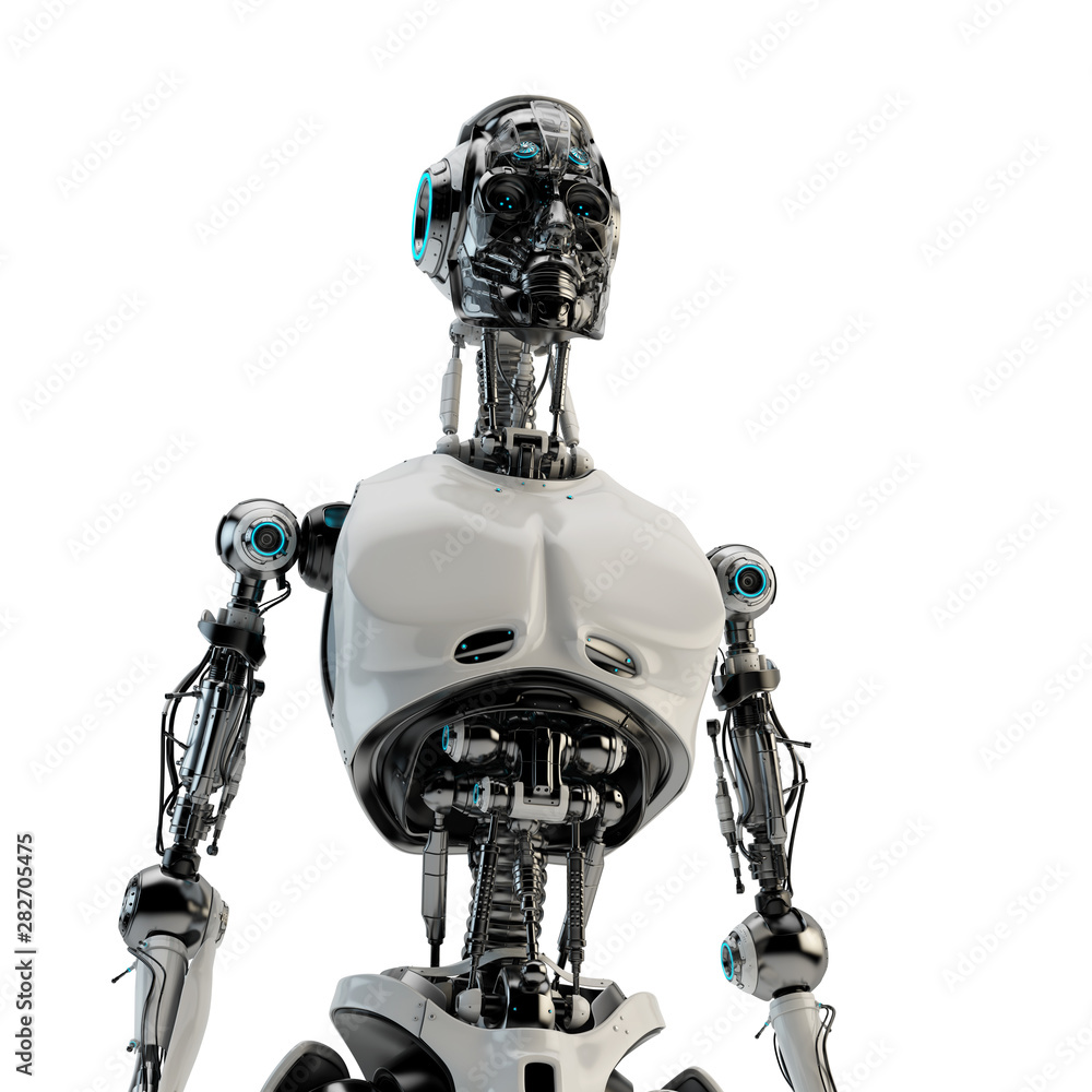Faceless robotic torso with visible connections, 3d rendering Stock ...