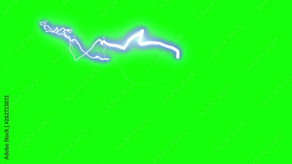 Beautiful Lightning Strikes on green screen Background. Electrical ...