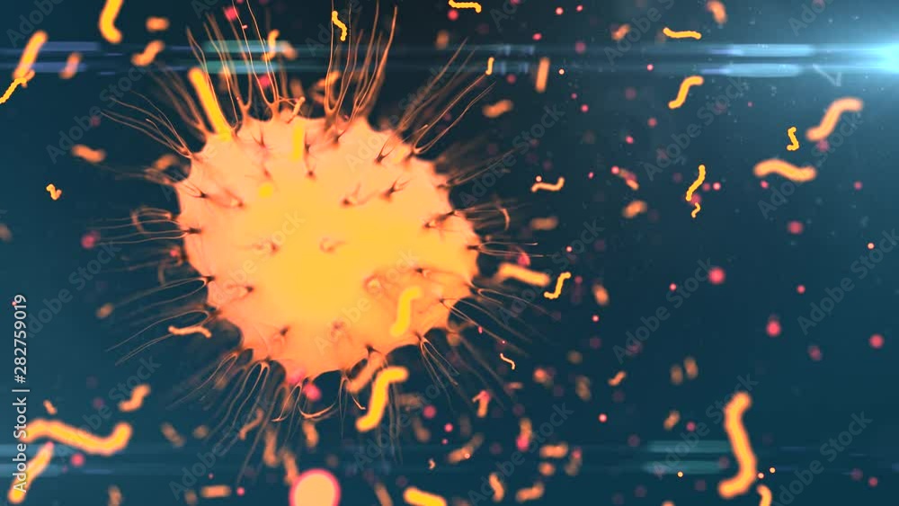 Cancer t cell lymphocytes in human body - 3D animation render Stock ...