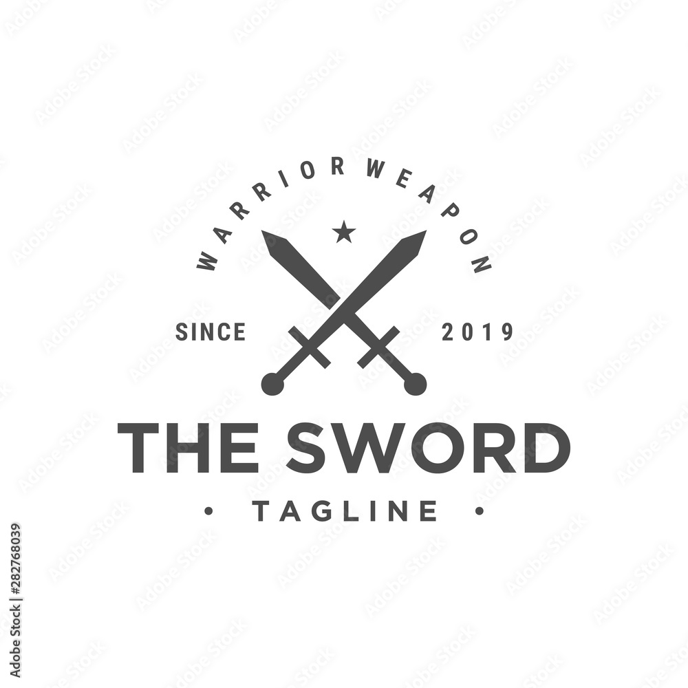 vintage sword symbol vector logo design Stock Vector | Adobe Stock