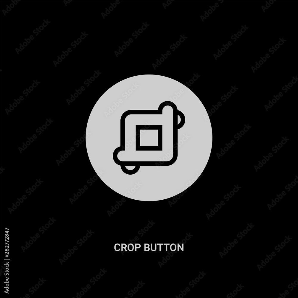 white crop button vector icon on black background. modern flat crop ...