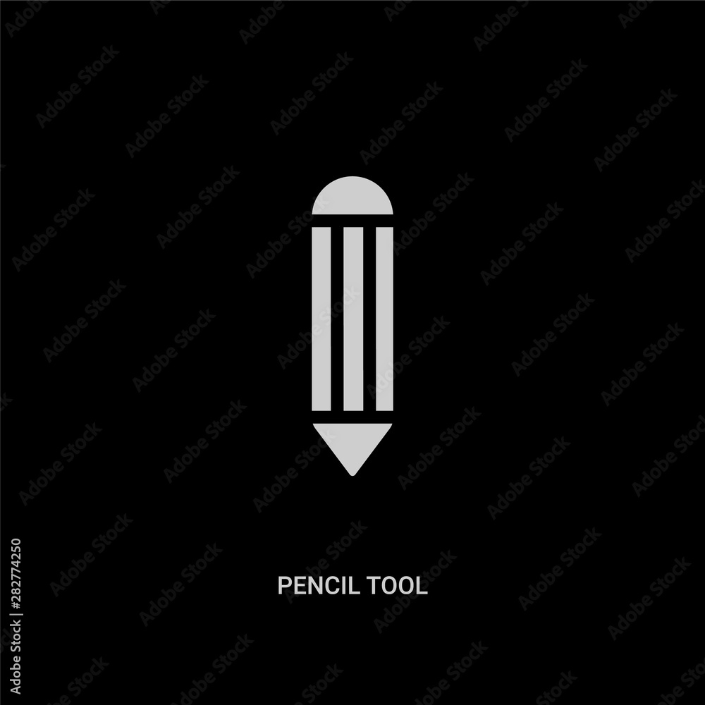 white pencil tool vector icon on black background. modern flat pencil ...