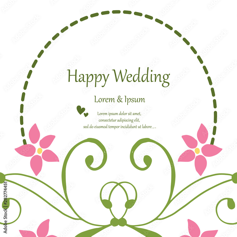 Border of frame, cute pink flower frame, design lettering of happy ...