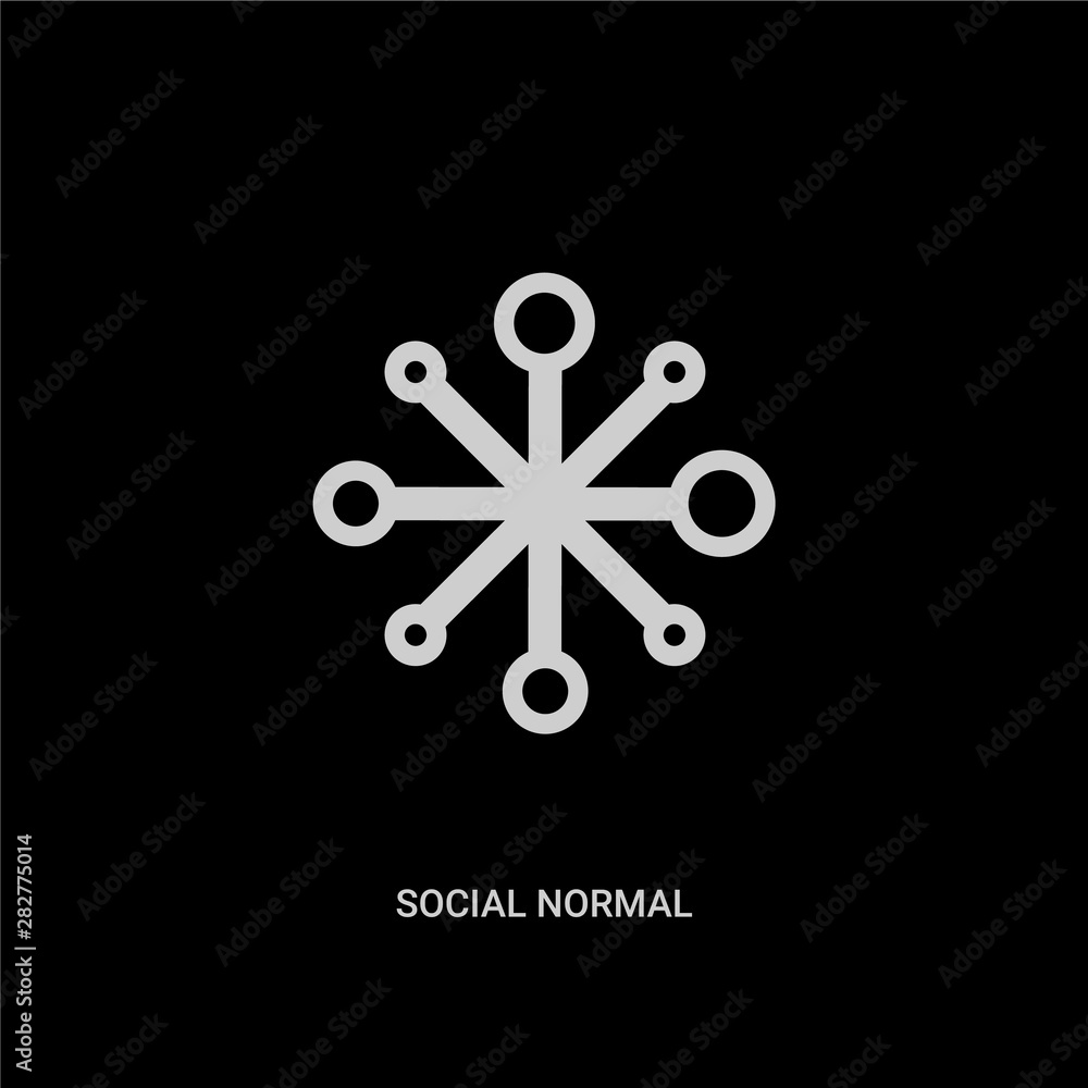 white social normal vector icon on black background. modern flat social ...