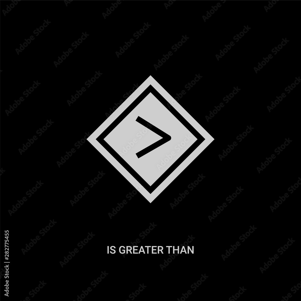 white is greater than vector icon on black background. modern flat is ...